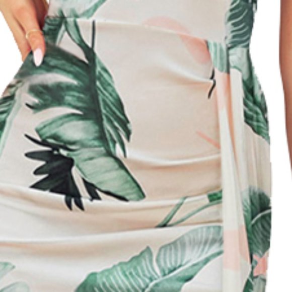 Dresses | New Tropical Floral Print Off The Shoulder Ruched Bodycon ...